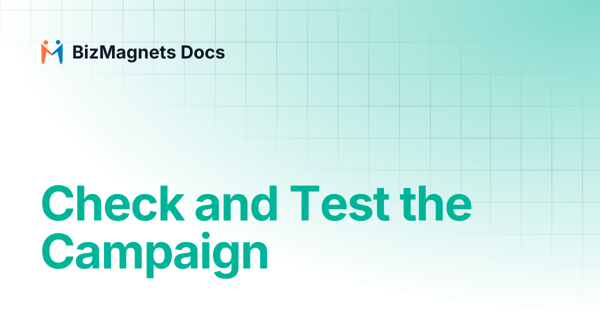 Check and Test the Campaign | BizMagnets Docs